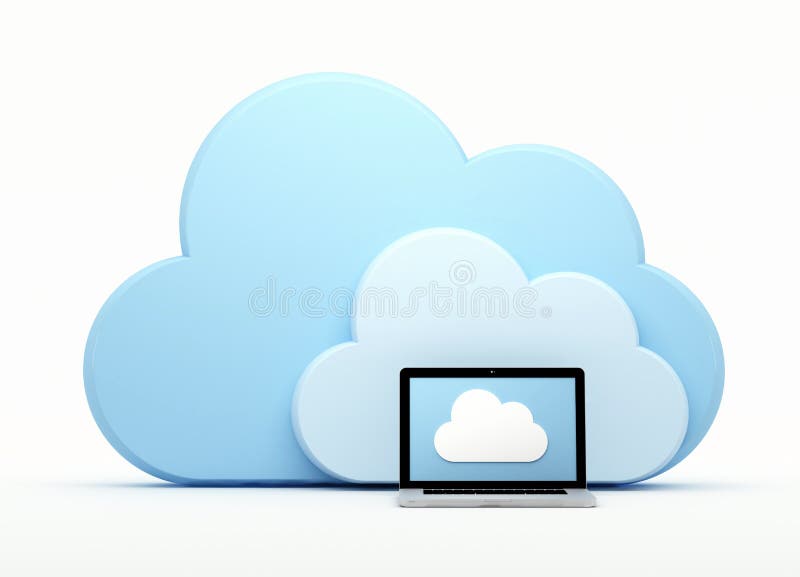 Cloud Computing, Laptop in Front of Cloud Stock Illustration - Illustration of isolated, screen ...