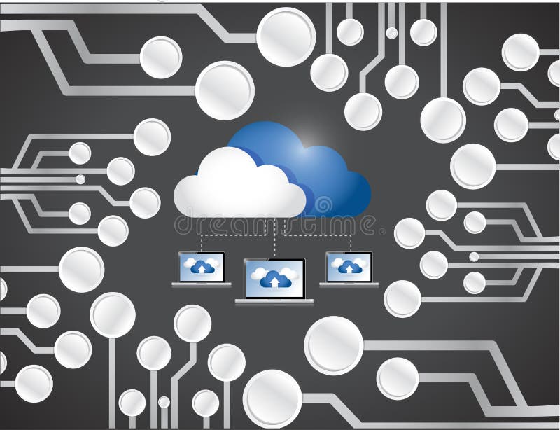 Digital Cloud Circuit Board Stock Illustration - Illustration of ...