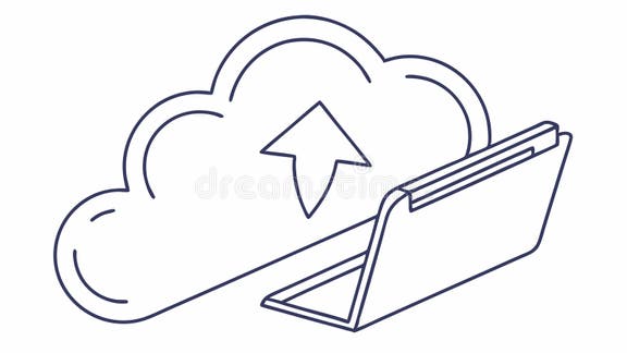 Cloud Computing with Laptop Upload. Digital Data Transfer, Vector Design Generative AI Stock ...