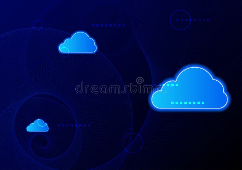 Cloud Computing with Light Digital on a Blue Background. Futuristic ...