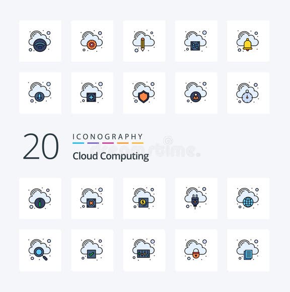 20 Cloud Computing Line Filled Color Icon Pack Like Computing Business ...