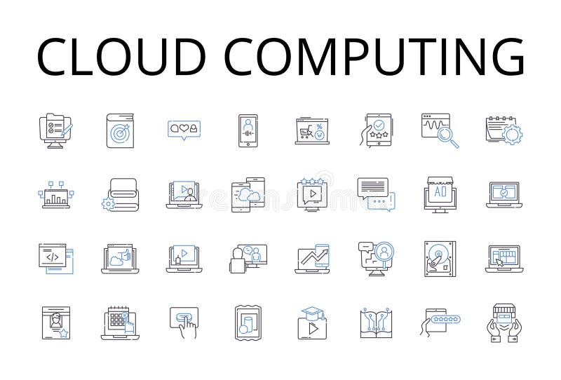 Cloud Computing Line Icons Collection. Virtual Reality, Green Energy ...