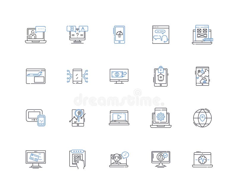 Cloud Computing Line Icons Collection Virtualization Infrastructure Scalability Deployment
