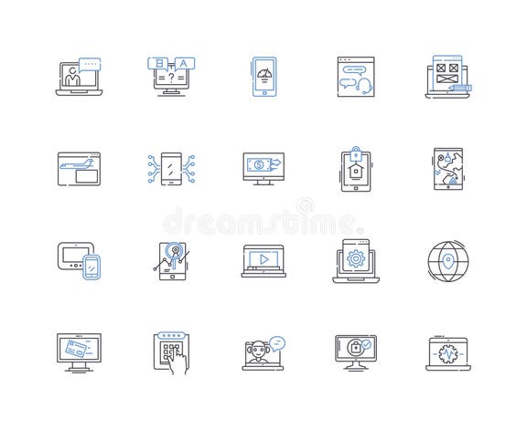 Cloud Computing Line Icons Collection Virtualization Infrastructure Scalability Deployment