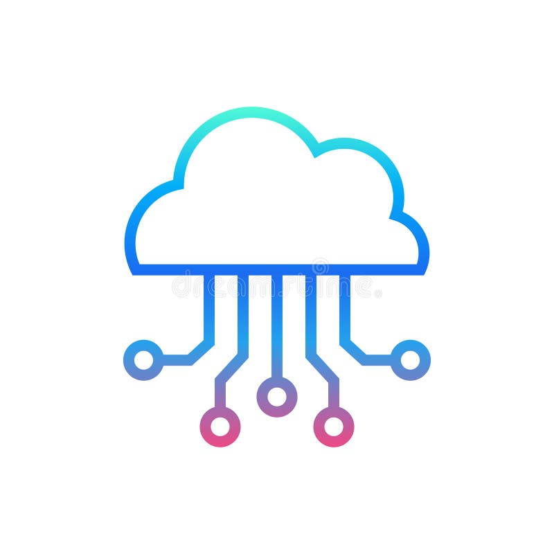 Cloud Computing Line Vector Illustration. Cloud Network Illustration. Stock Vector ...