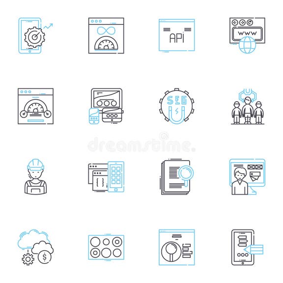 Cloud Computing Linear Icons Set. Infrastructure, Storage, Scalability, Virtualization, Security ...