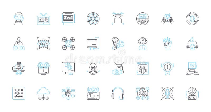 Cloud Computing Linear Icons Set Scalability Virtualization Flexibility Integration