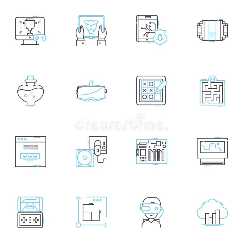 Cloud Computing Linear Icons Set Virtualization Scalability Automation Integration Mobility