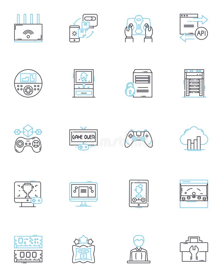 Cloud Computing Linear Icons Set Virtualization Scalability Automation Integration Mobility