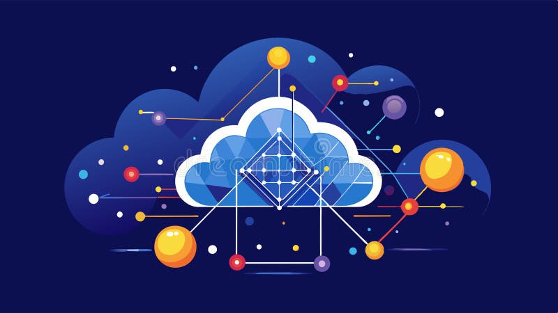 Cloud Computing Lines Triangles And Particle Style Design Stock