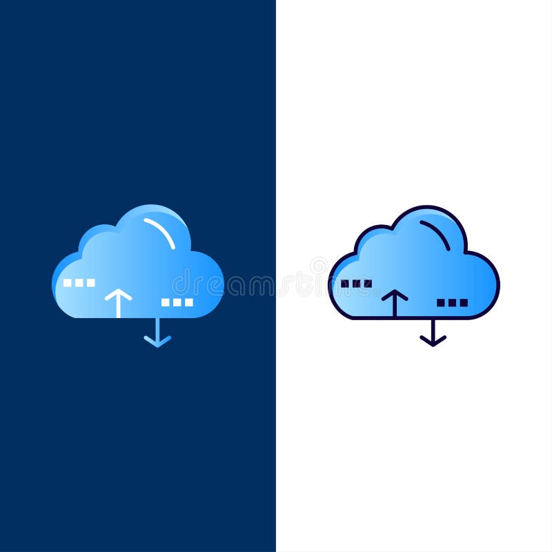 Cloud, Computing, Link, Data Icons. Flat and Line Filled Icon Set ...