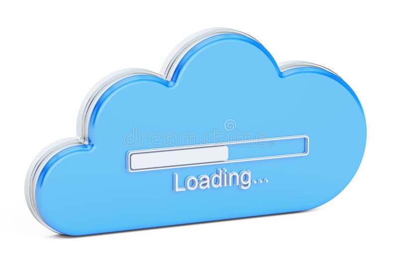 Cloud Computing Loading Concept, 3D Rendering Stock Illustration ...