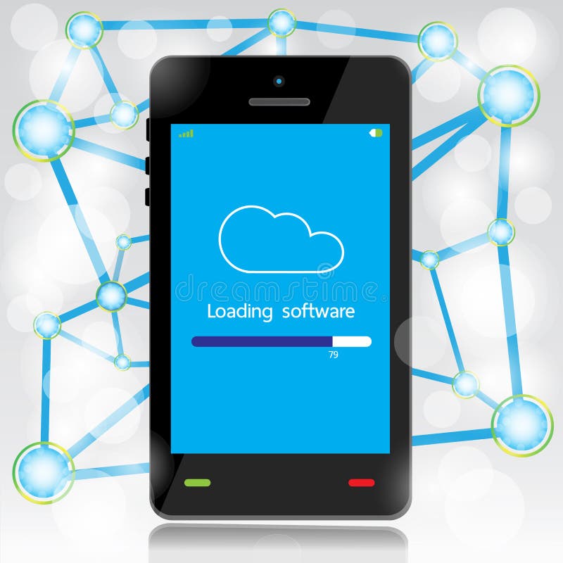 Cloud Computing Loading on Mobile Stock Vector - Illustration of link ...