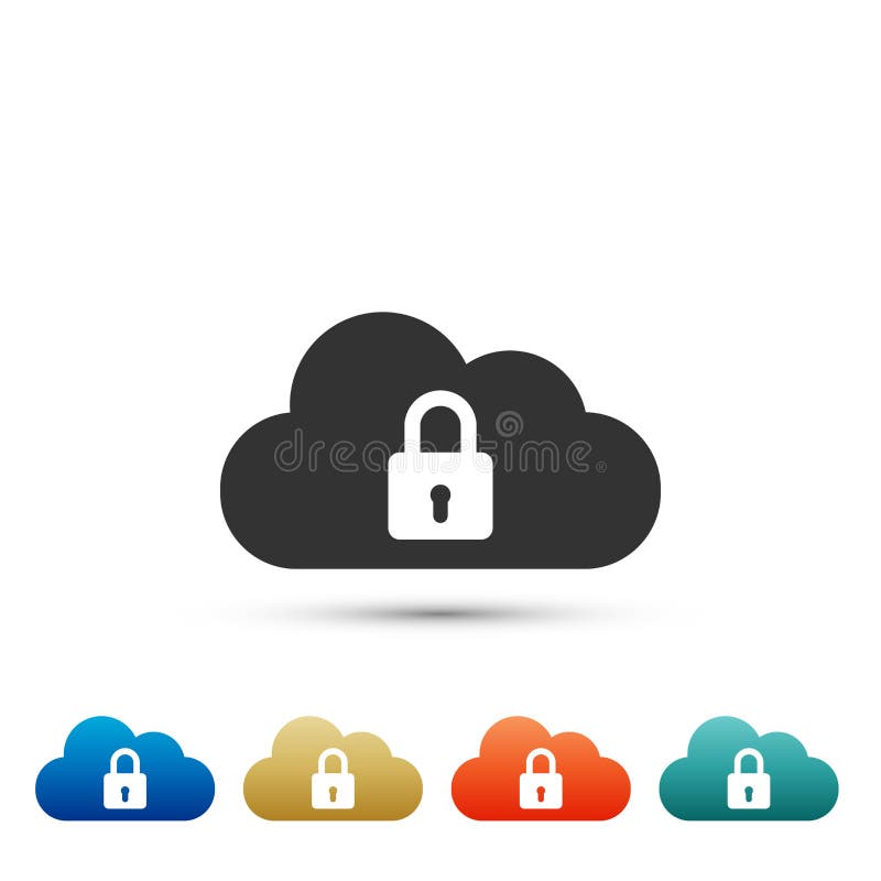 Cloud Computing Lock Icon Isolated on Transparent Background. Cloud ...