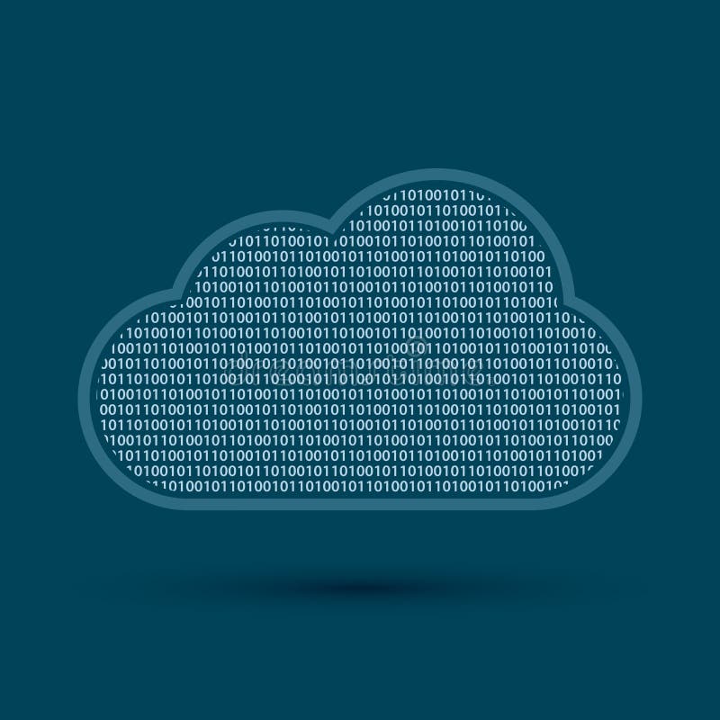 Cloud With Binary Code Showing Cloud Computing And Digital Technology