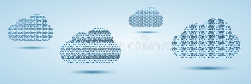 Cloud With Binary Code Showing Cloud Computing And Digital Technology