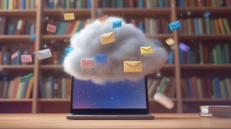 Cloud Computing Managing Email Messages Over Laptop in Library Stock ...