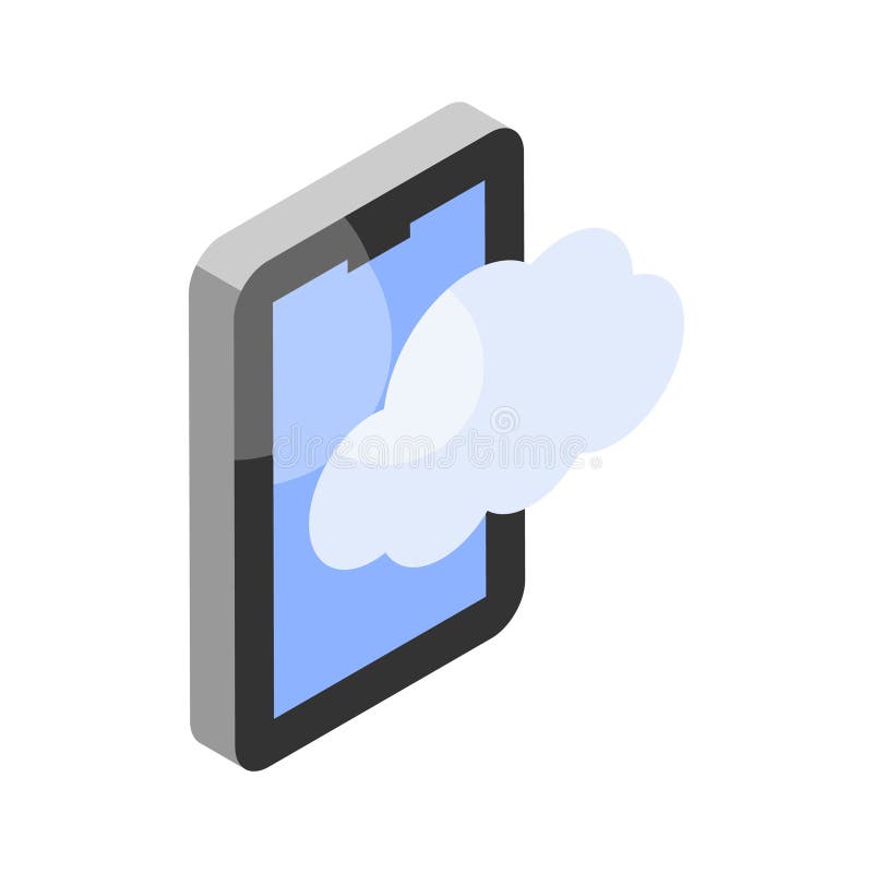 Cloud Computing, Mobile with Cloud, Isometric Icon of Mobile Cloud ...