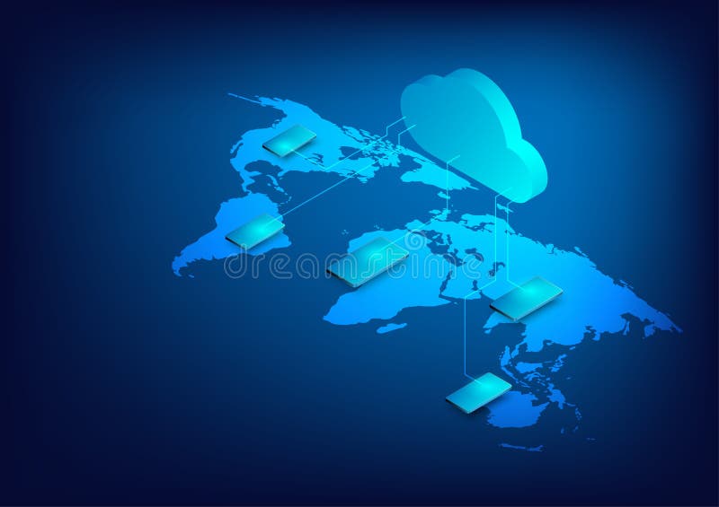 Cloud Computing Mobile Technology Worldwide Concept Stock Vector