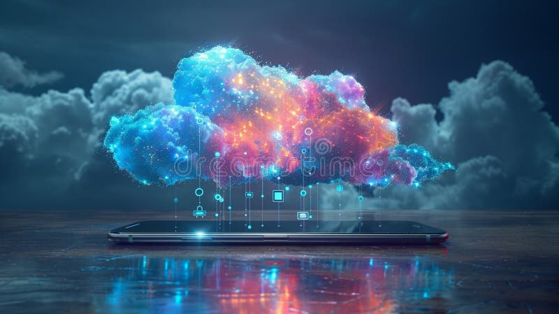 Cloud Computing and Mobility Concept Touchscreen Smartphone Stock ...