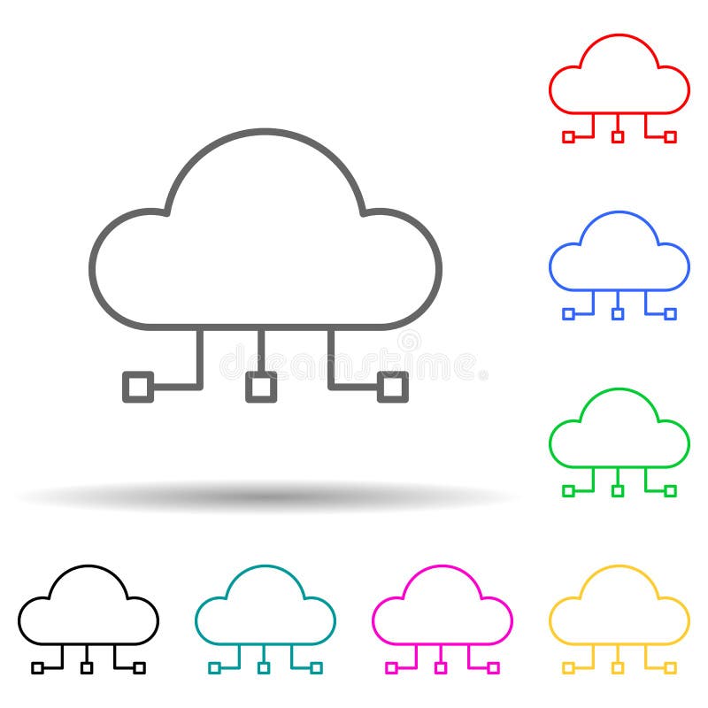 Cloud Computing Multi Color Style Icon Simple Thin Line Outline Vector Of New Technologies