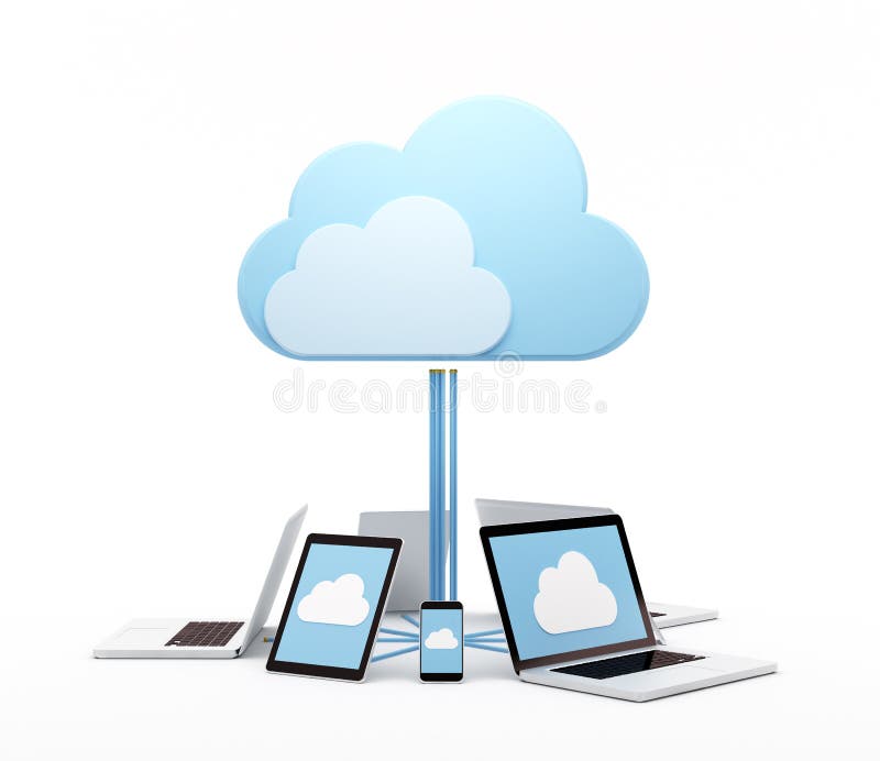 Cloud Computing with Multiple Devices Stock Illustration - Illustration ...