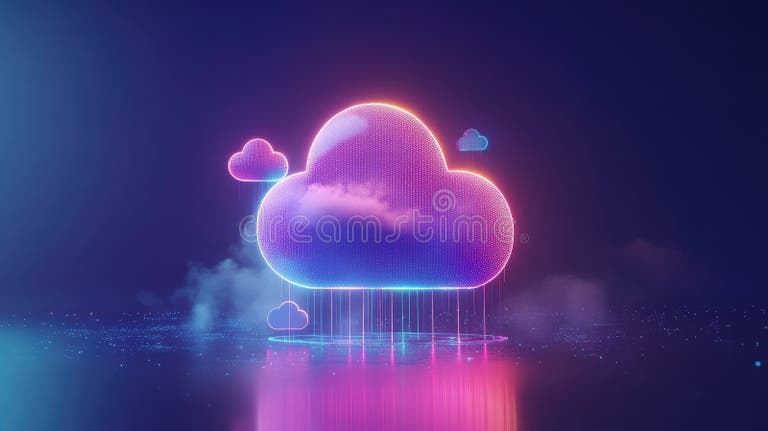Cloud Computing Neon Style Network Concept Stock Illustration - Illustration of online, future ...