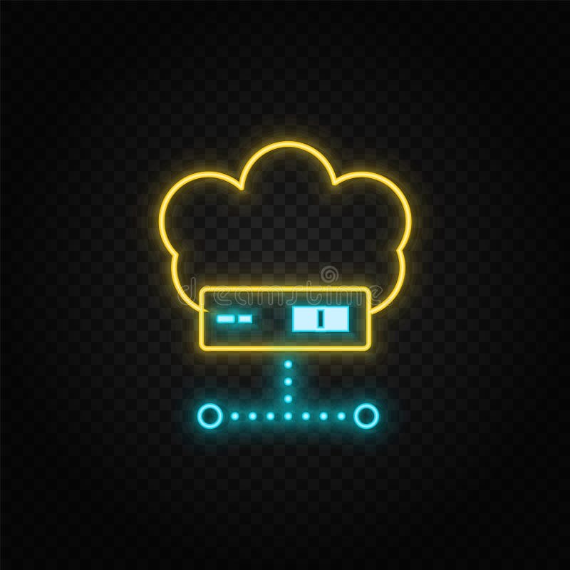 Cloud, Computing Neon Vector Icon. Blue and Yellow Neon Vector Icon ...