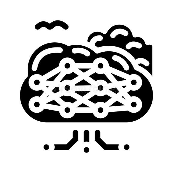 Cloud Computing Network Ai Integration Glyph Icon Vector Illustration ...