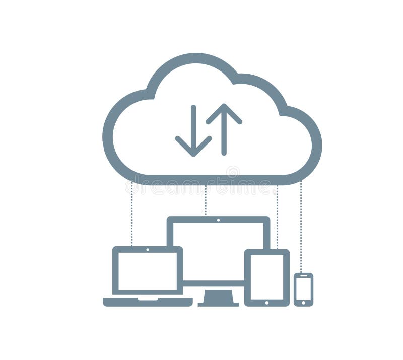 Cloud Computing Network Connected All Devices. Flat Design Stock Vector ...