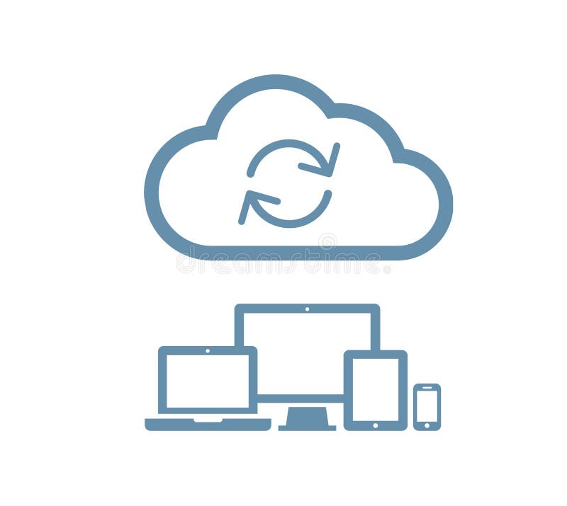 Cloud Computing Network Connected All Devices. Flat Design Stock Illustration - Illustration of ...