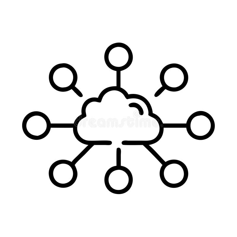 Cloud Computing Network Connection Diagram with Nodes and Links for ...