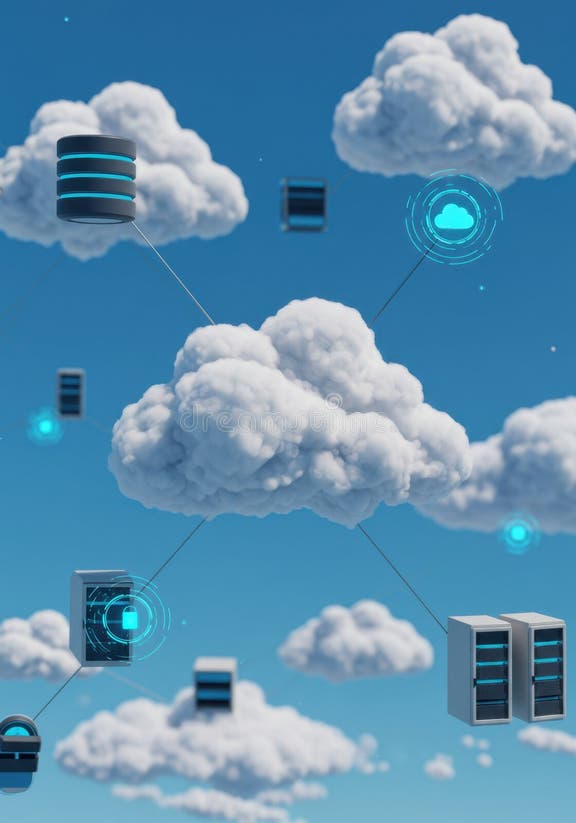 Cloud Computing Network Data Centers Servers Digital Technology Stock Illustration ...