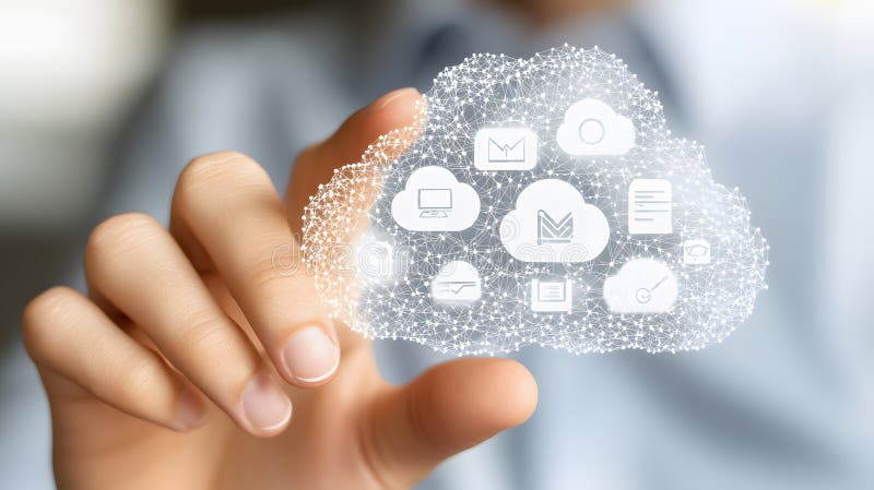 Cloud Computing Network Data Digital Hand Touch Stock Photo Stock ...