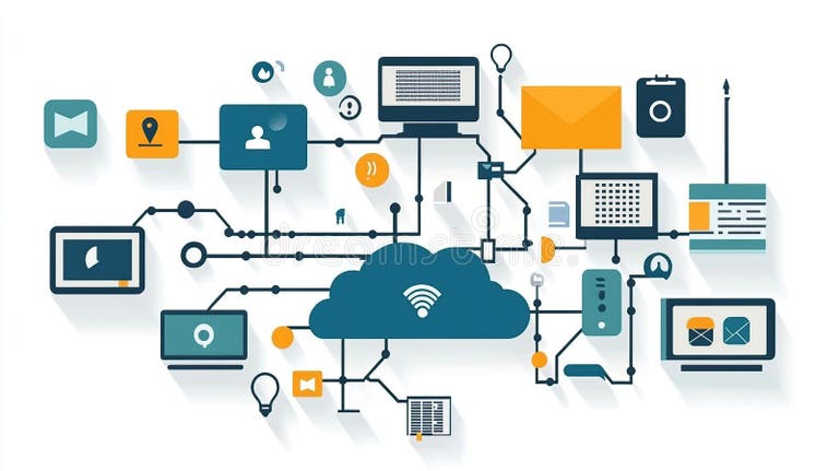 Cloud Computing Network Data Flowchart Stock Photo - Image of data ...