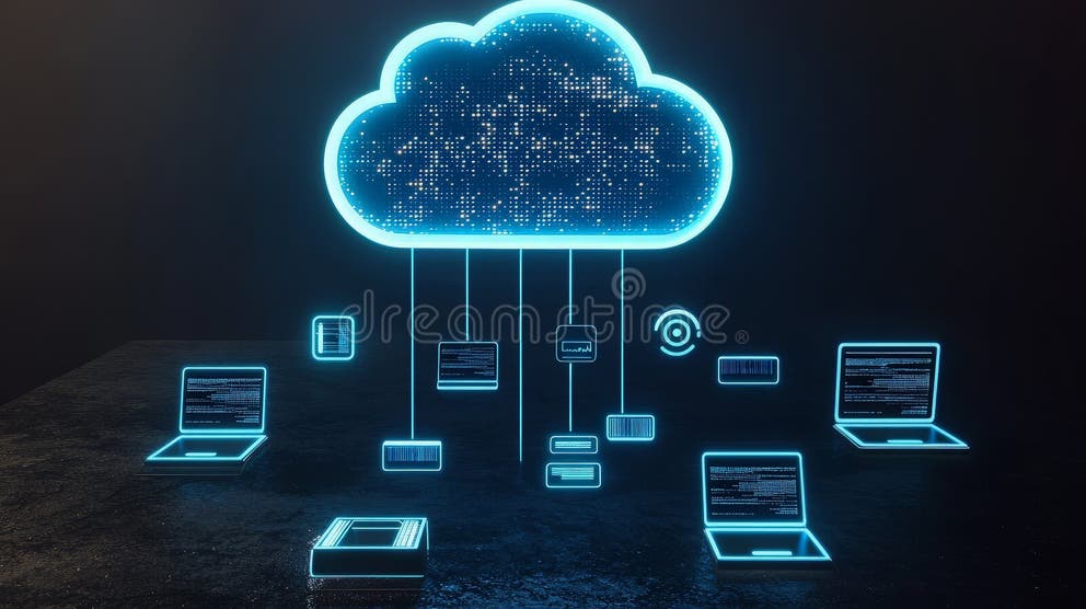 Cloud Computing Network, Data Storage, Digital Devices Stock Image ...