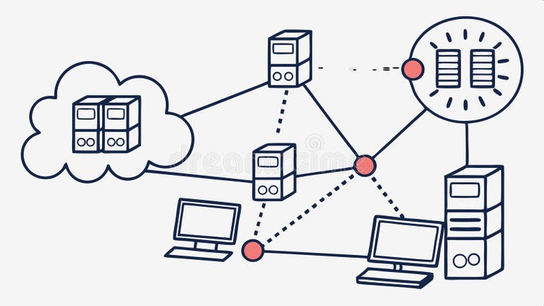 Cloud Computing Network Data Storage Server Connection And Digital Data Cloud Network Vector