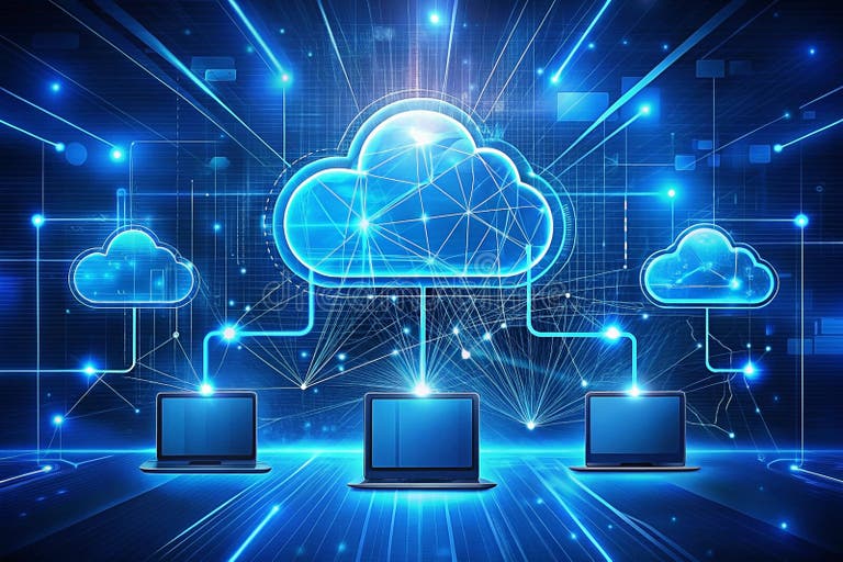 Cloud Computing Network Data Transfer, Digital, Global Stock Image ...