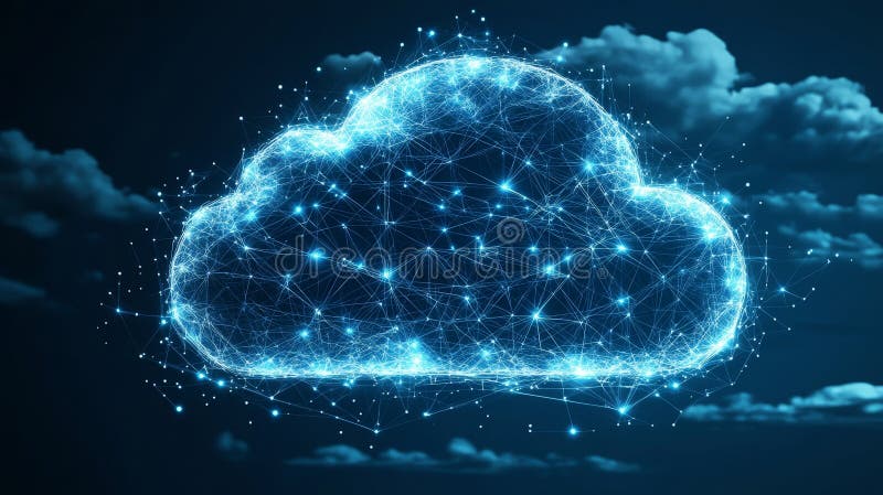 Cloud Computing, a Network Depiction of Connected Points and Lines on a ...