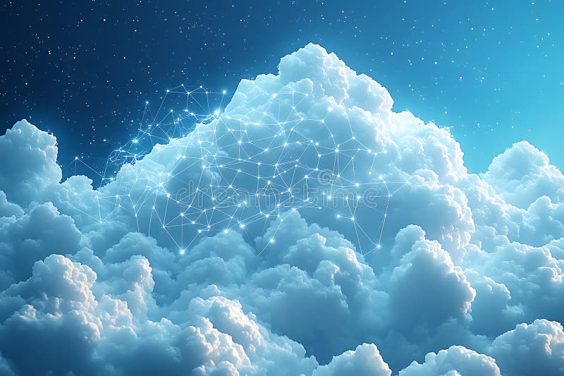 Cloud Computing Network Futuristic Digital Connection in Sky Stock ...