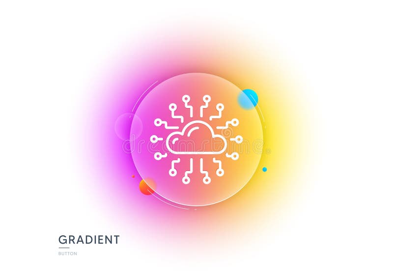 Cloud Computing Network Line Icon. Internet Data Storage Sign. Gradient Blur Button. Vector ...