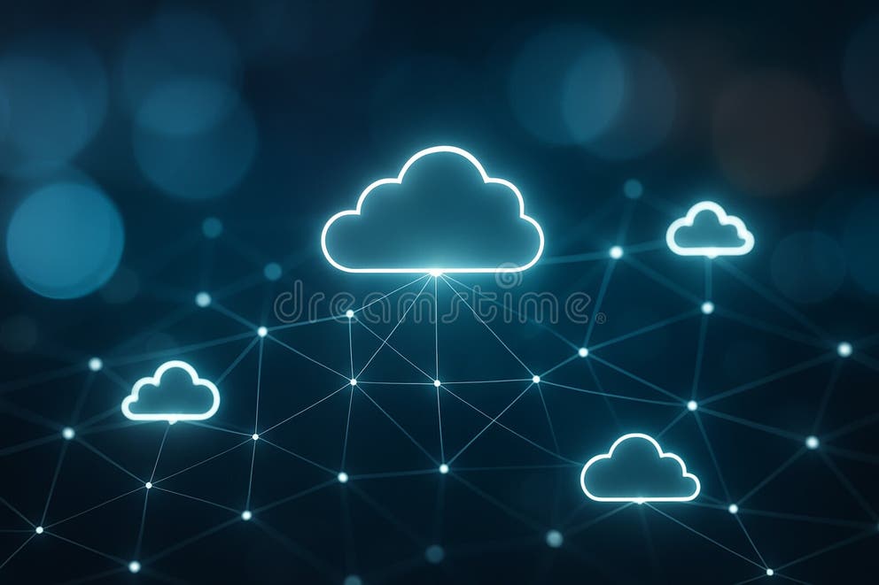 Cloud Computing Network with Multiple Clouds Stock Illustration ...