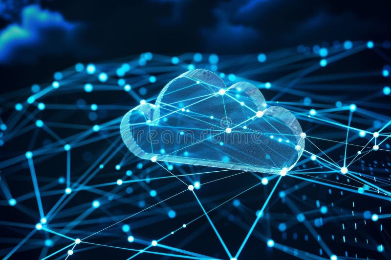 Cloud Computing Network with Polygonal Cloud Icon Symbolizing ...