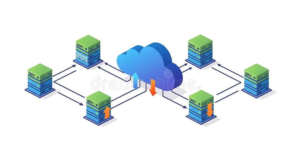 Cloud Computing Network with Server Connection Data Flow Stock ...