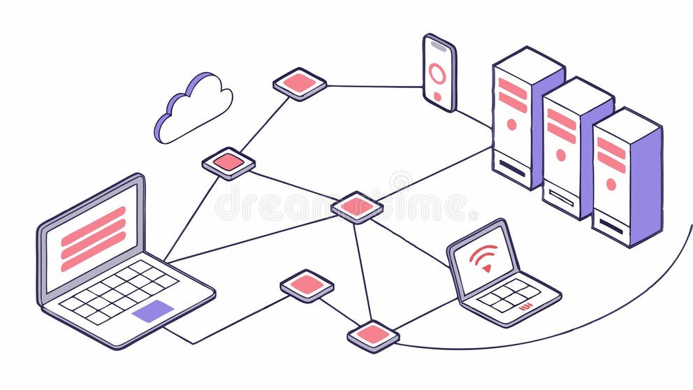 Cloud Computing Network: Servers Connectivity, Vector Design Generative ...