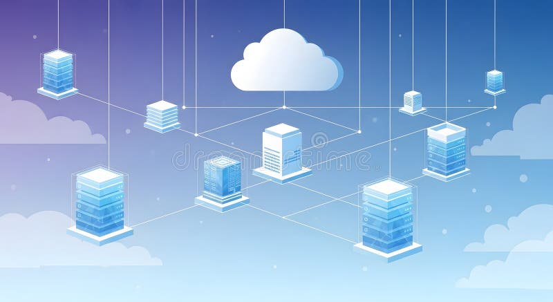 Cloud Computing Network with Servers and Data Flow in Abstract Style ...