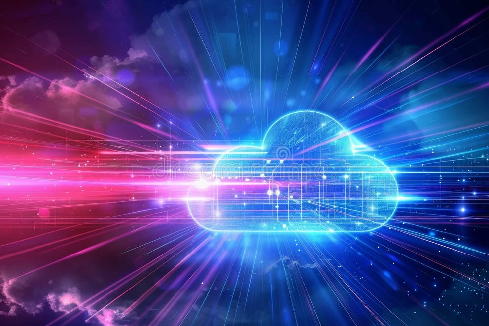 Cloud Computing Network Technology with Abstract Speed Lines on ...