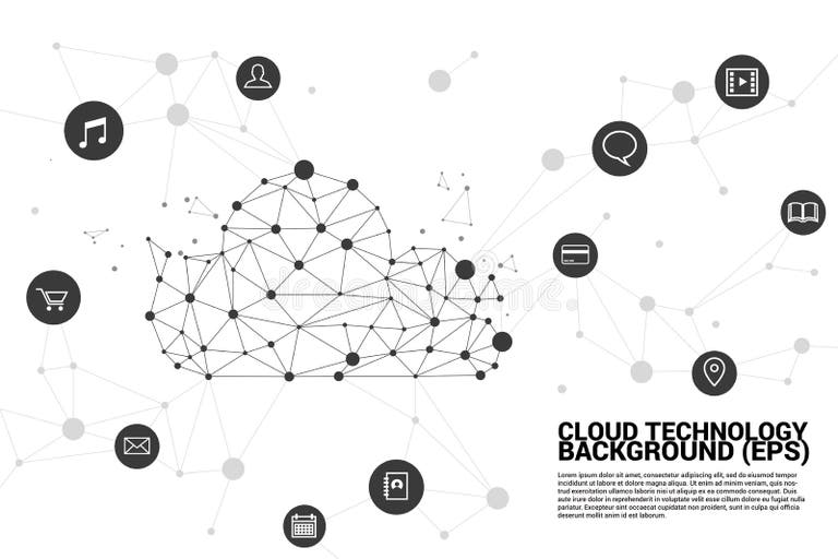 Cloud Computing Network Technology Polygon Dot Connected Line with Icon Stock Illustration ...