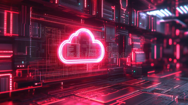 Cloud Computing Network Technology Red Glowing Symbol Stock ...