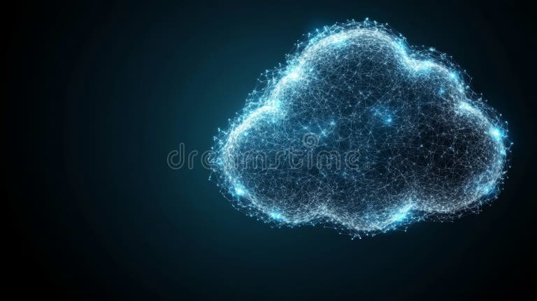 Cloud Computing Network Visualization, Interconnected Dots Representing Data Storage, Processing ...